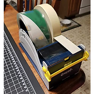 WOD TTD2SD Tabletop Twin-Roll Steel Desktop Tape Dispenser, Blue & Gray - Fits Tape up to 2 inch Wide, Holds 3 inch core, Weighted Rubber Base for Stability