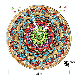 Jigsaw Puzzle 1000 Pieces for Adults. Colorful Round Mandala