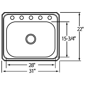 Elkay CR31224 Sink, 4 Hole, Satin