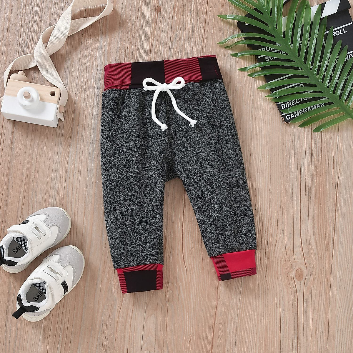 Aalizzwell Toddler Little Boys Sweatsuit Buffalo Plaid Fall Winter Christmas Outfits Xmas Clothes Long Sleeve Hoodie Sweatshirt Pants Set 5T