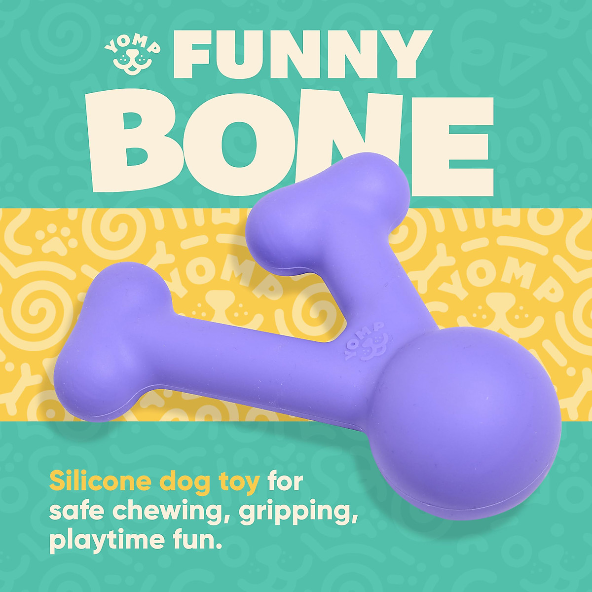 Yomp FunnyBone Wish Bone Dog Chew Toy – Interactive Teething Toy for Puppies, Soft, and Medium Chewers – Pet-Safe, Non-Toxic Silicone Chew Bone