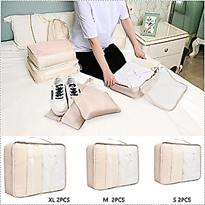 Luggage Organizers for Suitcase,14 Packs Travel Bags Organizer for Luggage,Packing Cubes for Suitcases Organizer Bags Set,Compression Packing Cubes for Travel Packing Organizers (Beige)