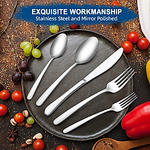 40PCS Silverware Set Service for 8, Skroam Stainless Steel Flatware Set, Flatware Cutlery Set, Kitchen Tableware Utensil Set, Include Forks Knives Spoons Set, Dishwasher Safe, Mirror Polished