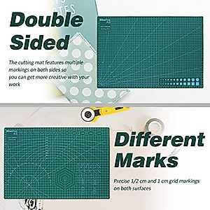 KingTool Rotary Cutter Set- 45mm Cutter Kit with A3 Cutting Mat, 3 Replacement Blades, Quilting Rulers, Sewing Clips, Sewing Pins - Perfect for Crafting, Fabric, Quilting, Sewing