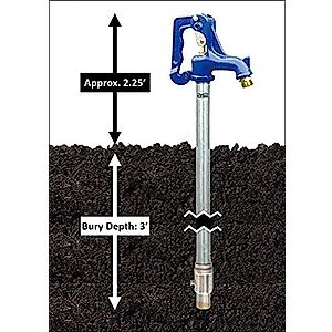 K2 Pumps AWP00001K-3, LF 3' FP Yard Hydrant; L 5.25', Bury Depth, 3'