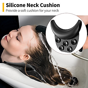 Shampoo Bowl Neck Cushion, AISEELY Neck Rest for Shampoo Bowl, Shampoo Neck Rest for Sink, Portable Shampoo Bowl Neck Rest for Salon Spa, Silicone Neck Rest Cushion with Curved Suction Cup