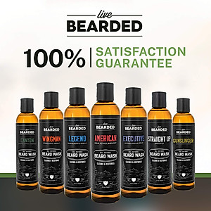 Live Bearded Beard Wash, 8 fl oz - Water-Based Face Cleanser with All-Natural Ingredients for a Gentle, Deep Clean - Made in the USA | Legend Scent - Sandalwood, Vanilla
