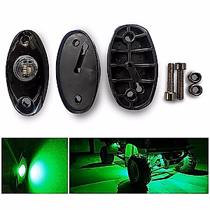 SCSK8 12V MAX Accent Lights 4pcs Set | IP67 Waterproof, 9W, Aluminum Case (ALC-R) | LED Rock Lights Underbody Light for Offroad Truck UTV ATV Boat | Durable Aluminum Case (Green)