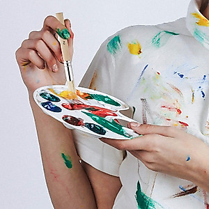 LUTER 6Pcs Wooden Stencil Brushes, Natural Bristle Stencil Brushes for Acrylic Painting, Oil Painting, Watercolor Painting, Card Making, DIY Art Crafts Project (3 Sizes)