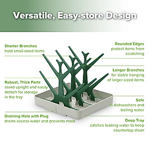 haakaa Baby Bottle Drying Rack with Drying Mat, Foldable & Space Saving Bottle Dryer Tree for Bottles, Teats, Pump Parts, Ladybug, Accessories, Cups, Great for Home & Travel - Bluestone