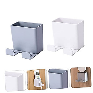 Levemolo 2pcs Holder for Plug Mount Dock Phone White Charging Bedroom Practical Power Hanging Kitchen Pocket Organizer Stands Socket Universal Professional Adhesive Control Cell Stand
