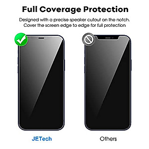 JETech Full Coverage Screen Protector for iPhone 12/12 Pro 6.1-Inch, Tempered Glass Film with Easy Installation Tool, Case-Friendly, HD Clear, 3-Pack