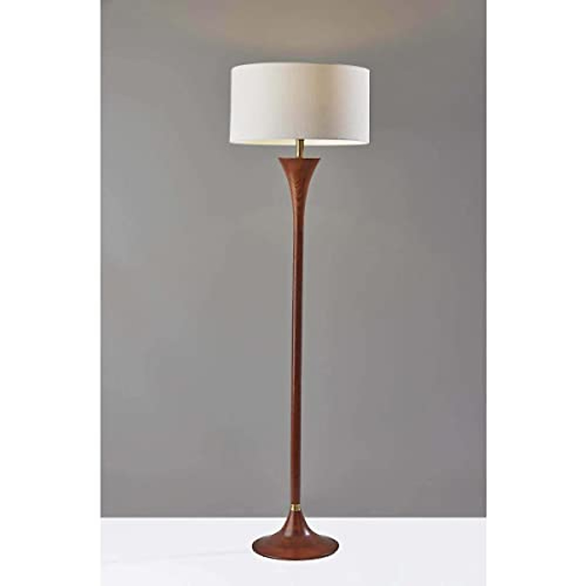 Adesso 1601-15 Rebecca Floor Lamp Walnut Rubberwood with Antique Brass Accent