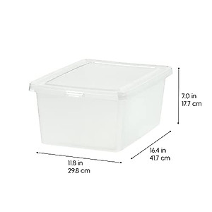 IRIS USA 17 Qt Clear Storage Box, BPA-Free Plastic Stackable Bin with Lid, 4 Pack, Containers to Organize Shoes and Closet Shelves, Classroom Organization Teacher Tools, Game Storage