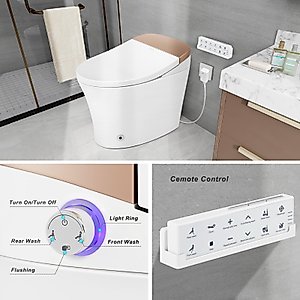 Smart Toilet Bidet Toilet Foot Sensor Flush Heated Seat Multi Function Remote Control Soft Closing Seat Smart Bidet Automatic Flushing
