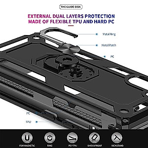 LeYi for Samsung Note 10 Case: Galaxy Note 10 Phone Case with [2 Pack] Camera Lens Protector, Military-Grade Shockproof Protective Case with Metal Ring Kickstand for Samsung Note 10, Black