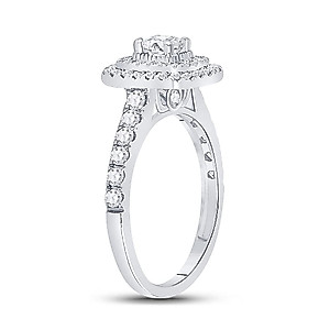 The Diamond Deal 14kt White Gold Round Diamond Halo Bridal Wedding Engagement Ring 1 Cttw