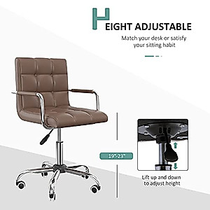 HOMCOM Home Office Chair, Modern Computer Desk Chair, Task Chair with Upholstered PU Leather, Adjustable Height, Swivel Wheels, Brown