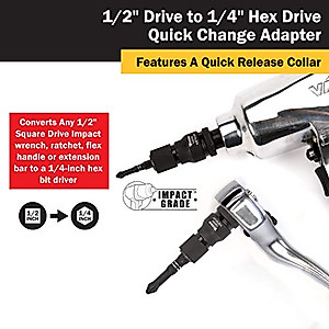 Titan 12039 1/2-Inch Drive to 1/4-Inch Hex Drive Quick Change Adapter