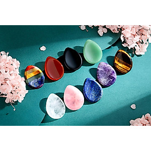 DUQGUHO 1.7" Worry Stone Natural Amethyst Healing Crystals Thumb Worry Stones for Anxiety Reiki Crystal Gemstone Polished Pocket Energy Quartz Stone