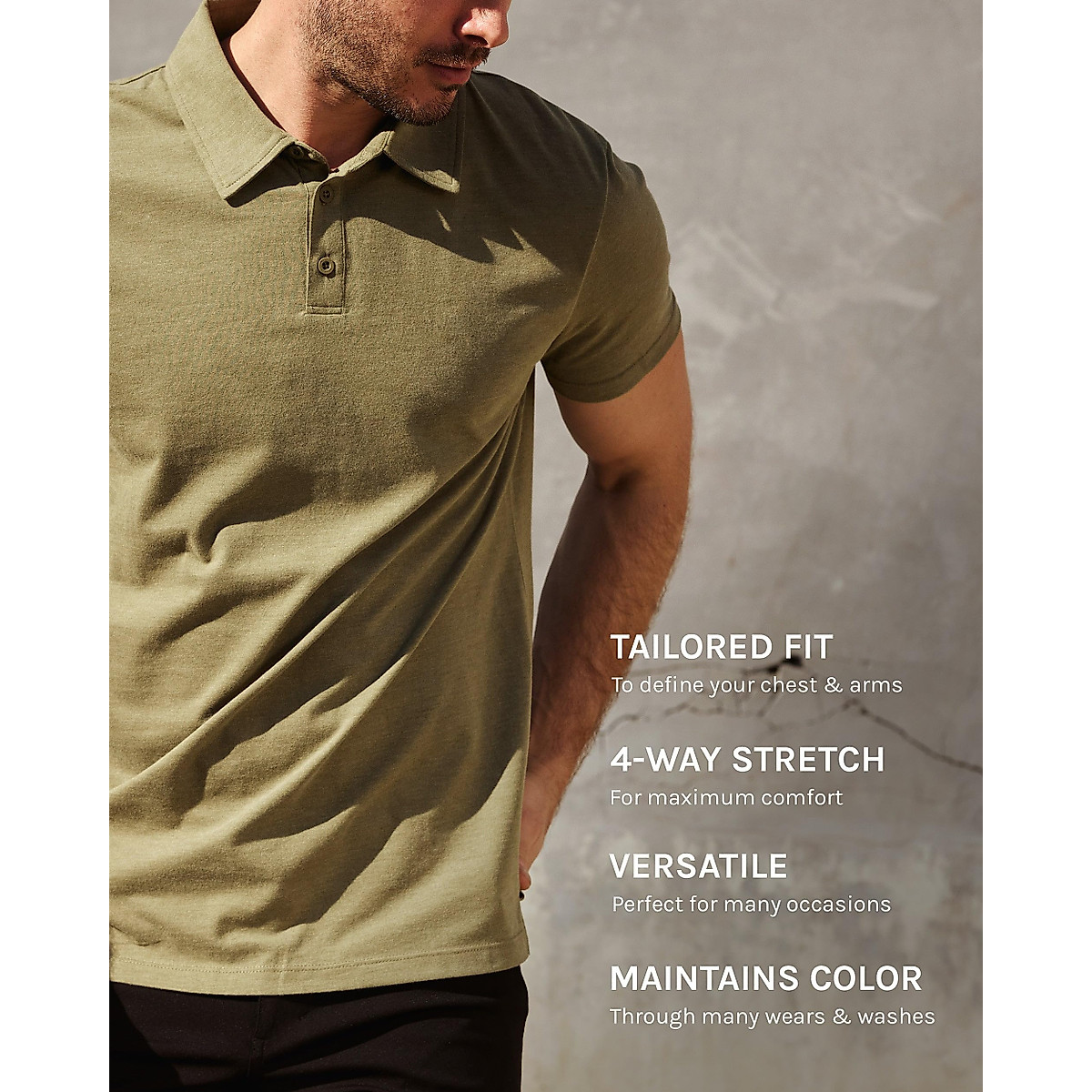 INTO THE AM Essential Polo Shirts for Men - Modern Fit Collared Shirt Men Fitted Short Sleeve Classic Golf Collar Shirts (Olive Green, 3X-Large)