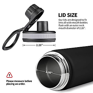 3 Spout Lids + 7 Color Bands for Flask Wide Mouth Thermo Bottle with mouth diameter of 2.26 inches - Replacement Lid Accessories, Easy to Carry Triangulated Shape