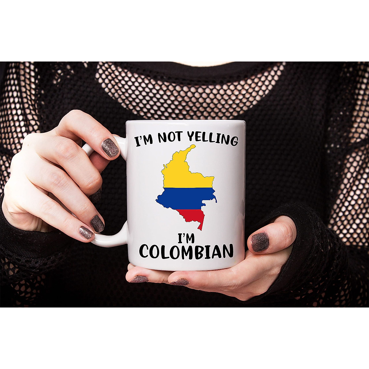 Funny Colombia Pride Coffee Mugs, I'm Not Yelling I'm Colombian Mug, Gift Idea for Colombian Men and Women Featuring the Country Map and Flag, Proud Patriot Souvenirs and Gifts