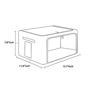 2 Pack Clear Window Storage Bins - Foldable Fabric Storage Bins Boxes for Clothes - Stackable Box Organizer Set with Carrying Handles (Beige, 22L,15.7X 11.8X 7.8 Inch)