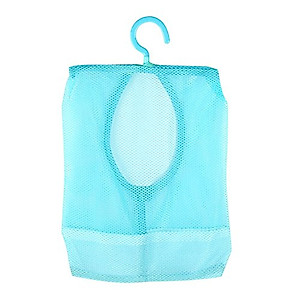 Hanging Storage Mesh Bags?With Hook Bathroom Storage Mesh Bag Hooks Shower Toiletry Bag Makeup Cosmetic Storage Bag Bath Shampoo Shower Organizer(Blue)