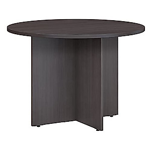 Bush Business Furniture Round Conference Table with, Wood Base in, Storm Gray