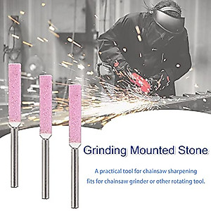 Burr Grinding Stone File - 15Pcs 3 Sizes Diamond Chainsaw Sharpener Rotary Bit Set Polishing Sharpening Garden Tool for Lawn Mower Chainsaw Parts Garden, 4.0/4.8/5.5mm