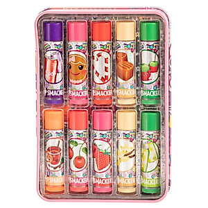 Lip Smacker Holiday Christmas Flavored Lip Balm 10-Piece Tin, Christmas Flavors