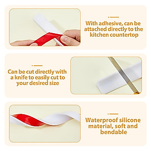 SUPERFINDINGS 2m Shower Threshold Water Dam Self-adhesive 1 Roll White Kitchen Sinks Water Splash Guard 12mm Tall Shower Dam Water Stopper Trapezoidal Water Barrier for Bathroom Kitchen Lavatory