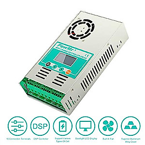 Kavolet MPPT-60A Solar Charge Controller with Fan, 12/24/36/48V Auto-Max DC150V Input, LCD Display, for Vented Sealed Gel Lithium Battery