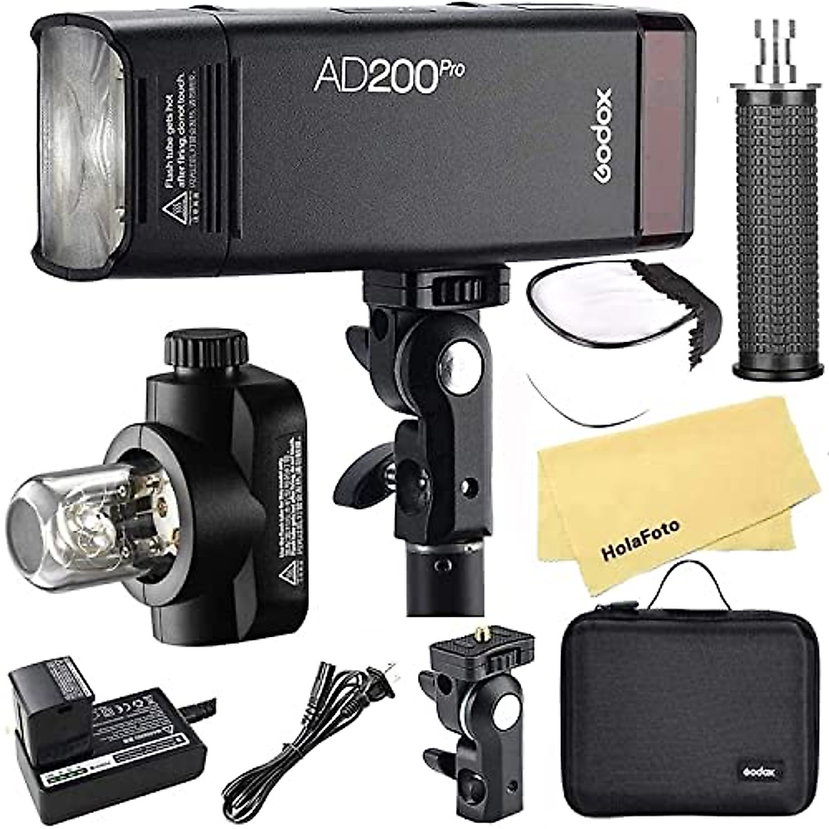 Godox AD200 Pro AD200Pro Flash for Sony Canon Nikon Fujifilm Fuji Olympus Cameras,TTL 2.4G HSS 1/8000s,2900mAh Battery,500 Full Power Flashes,0.01-1.8s Recycling,Bare Bulb/Speedlite Fresnel Flash Head