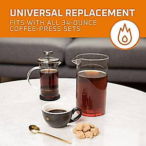 Bruntmor 34 Oz French Press Replacement Glass Beaker Carafe, 8 Cup Glass French Press Replacement Beaker, Thick Glass made of borosilicate glass, Gifting for coffee lover