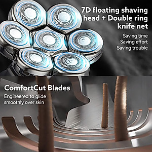 Electric Head Shavers for Bald Men, 7D 5-in-1 WeChip Bald Head Shavers for Men, Modern Design Head Razors for Bald Men, Wet/Dry Men's Electric Shavers Cordless, Anti-Pinch, LED Display Grooming Kit