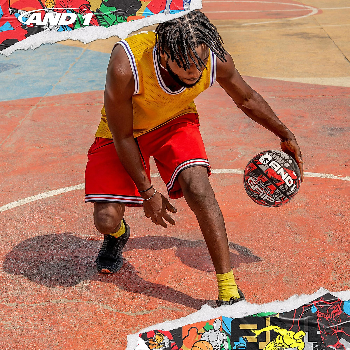 AND1 Supreme Grip Basketball: Official Regulation Size 7 (29.5 inches) Rubber- Deep Channel Construction Streetball, Made for Indoor Outdoor Basketball Games