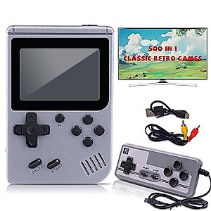 Xunsan Retro Handheld Game Console, 3 inch LCD Screen Portable Video Game Console with 500 Classic FC Games, Support TV Connection & 2 Players Battle, Gift for Kids Adults (Grey)
