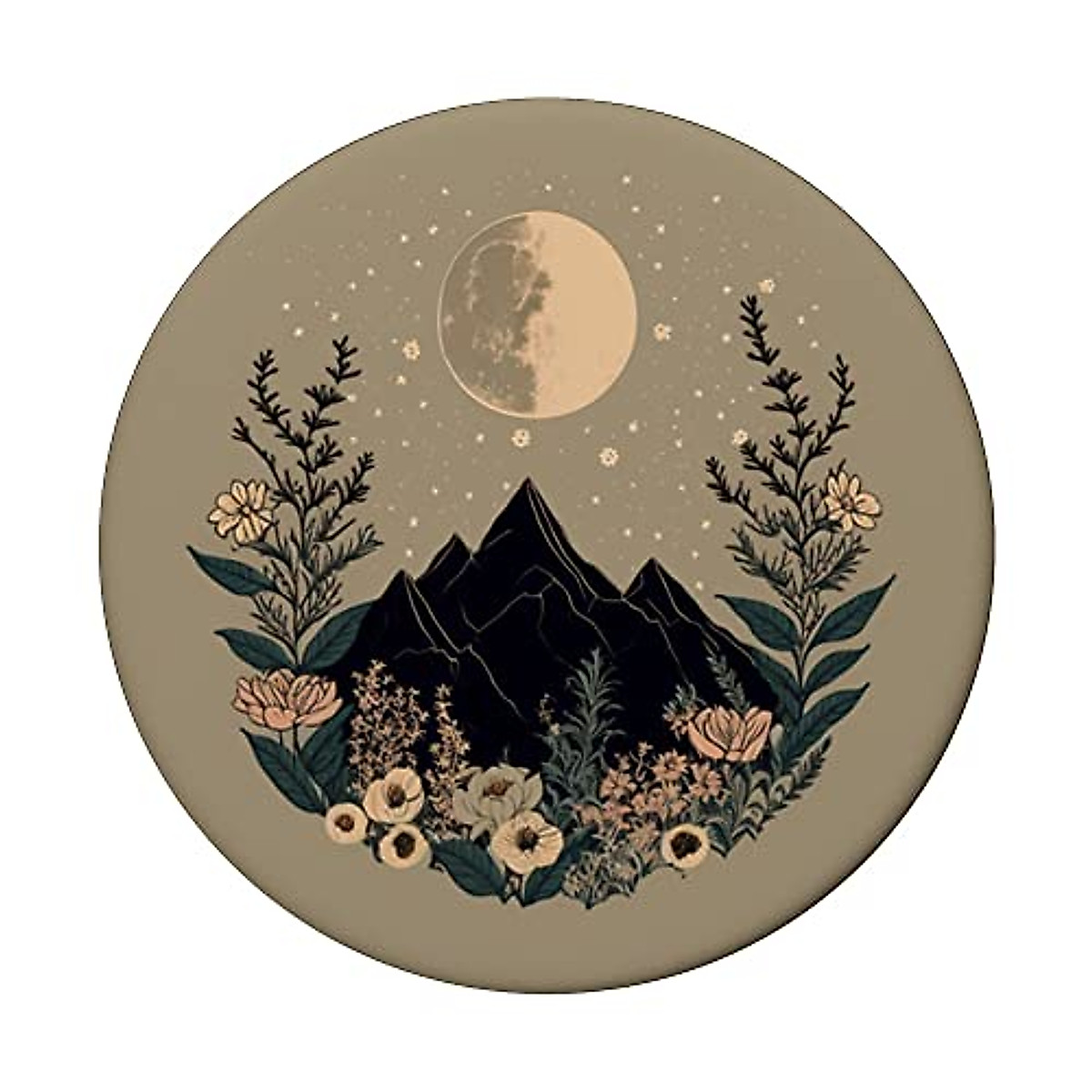 Boho Chic Floral Moon Mountain PopSockets Swappable PopGrip