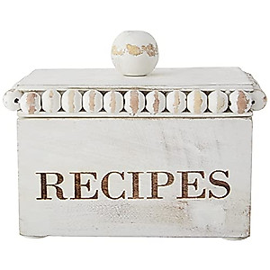 Mud Pie White Beaded Recipe Box, 4 1/2" x 6 1/2" | Card 3 1/2" x 5 1/2"