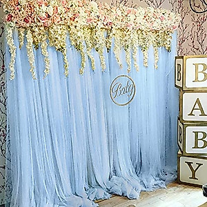Wedding Tulle Backdrop Curtains 5ftx7ft Baby Blue Stage Backdrop Fabric Dessert Table Background Photography Decorations