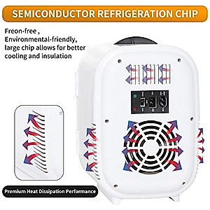 Wistopht 6 Liter Mini Fridge for Bedroom - Mini Fridge Cooler and Warmer,Compact Refrigerator with AC/DC Power, Portable Makeup Skincare & Refrigerator for Office and Car Cooler and Warmer