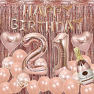 21st Birthday Decorations for her Rose Gold Party Supplies,21 Birthday Decorations for Women,21 Decor Balloons Rose Gold