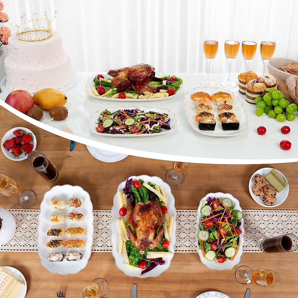 Kassel Ceramic Serving Platter Set | 14”/12”/10” Oval Serving Trays for Entertaining at Parties and Weddings | Oven Safe Large Serving Trays for Tacos, Steak, and Cake