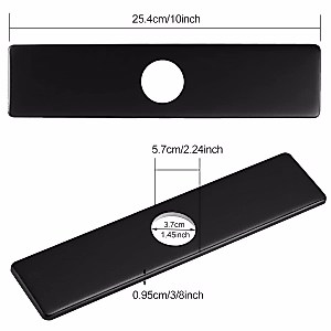 COOLWEST 10 Inch Hole Cover Deck Plate Stainless Steel Black Square Escutcheon Plate for 1 or 3 Hole Kitchen or Bathroom Sink Faucet Tap Cover Plate