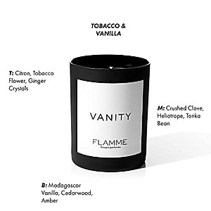 FLAMME Candle Co. Vanity | Tobacco & Vanilla Scent | 10 oz | 60 Hour Burn Time | Luxury Candle with Colored Wax | All Natural Soy