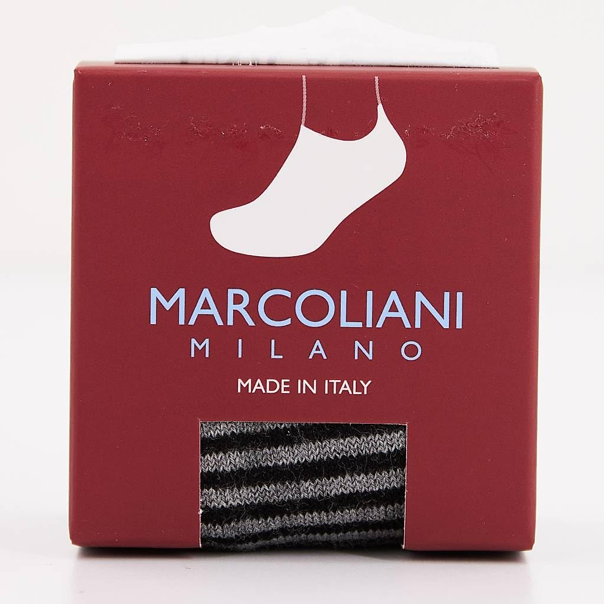 Marcoliani Milano Mens Invisible Touch No Show Pima Cotton Stripe Sneaker Socks, Black, One Size Fits Most