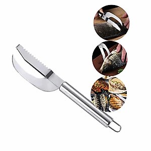 Fish Scale Knife Cut/Scrape/Dig 3-in-1, Manual Fish Scale Scraper, Multifunction Stainless Steel Fish Scaler, Fish Peeler Scaler Open Belly and Dig Out Fish Cleaner Tool Kitchen Accessorie (1 PC)