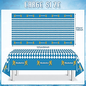 3 Pack Bavarian Oktoberfest Disposable Tablecloth Decorations, Plastic Rectangle Blue and White Bavarian Flag Check Table Cover, Oktoberfest Decorations Party Table Cloth Backdrop Supplies, 54×108Inch